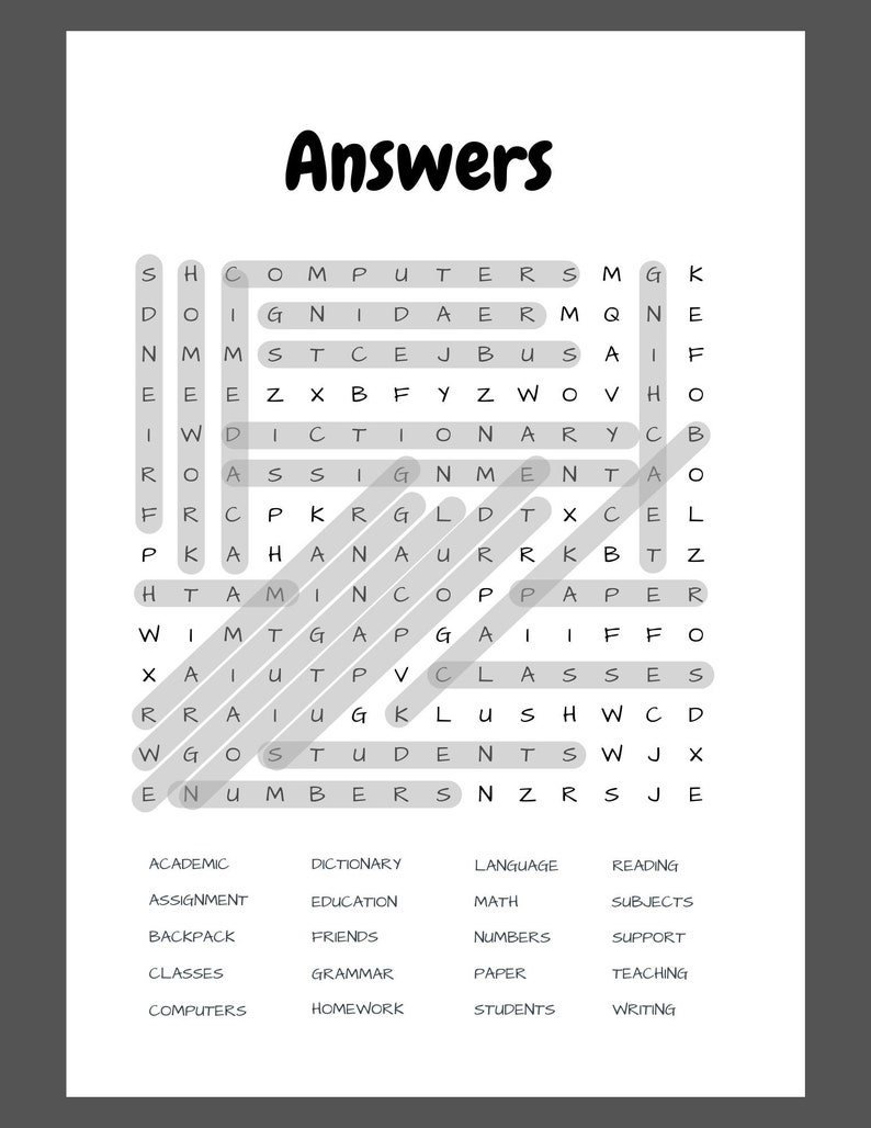 Back to School Word Search ( Digital, Printable) - Etsy