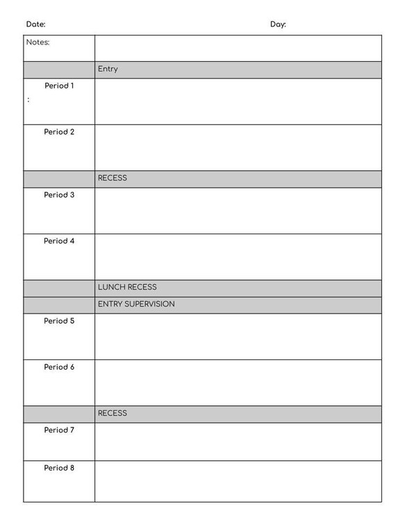 Daily Class Schedule Template Digital Printable | Etsy