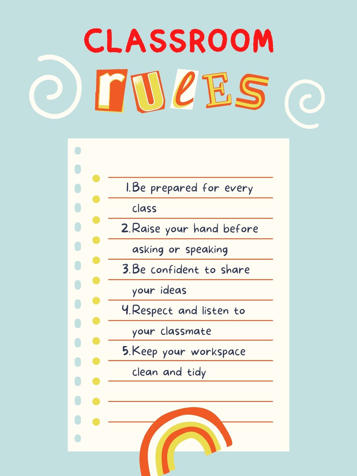 Classroom Rules Poster ( Digital, Printable) - Etsy