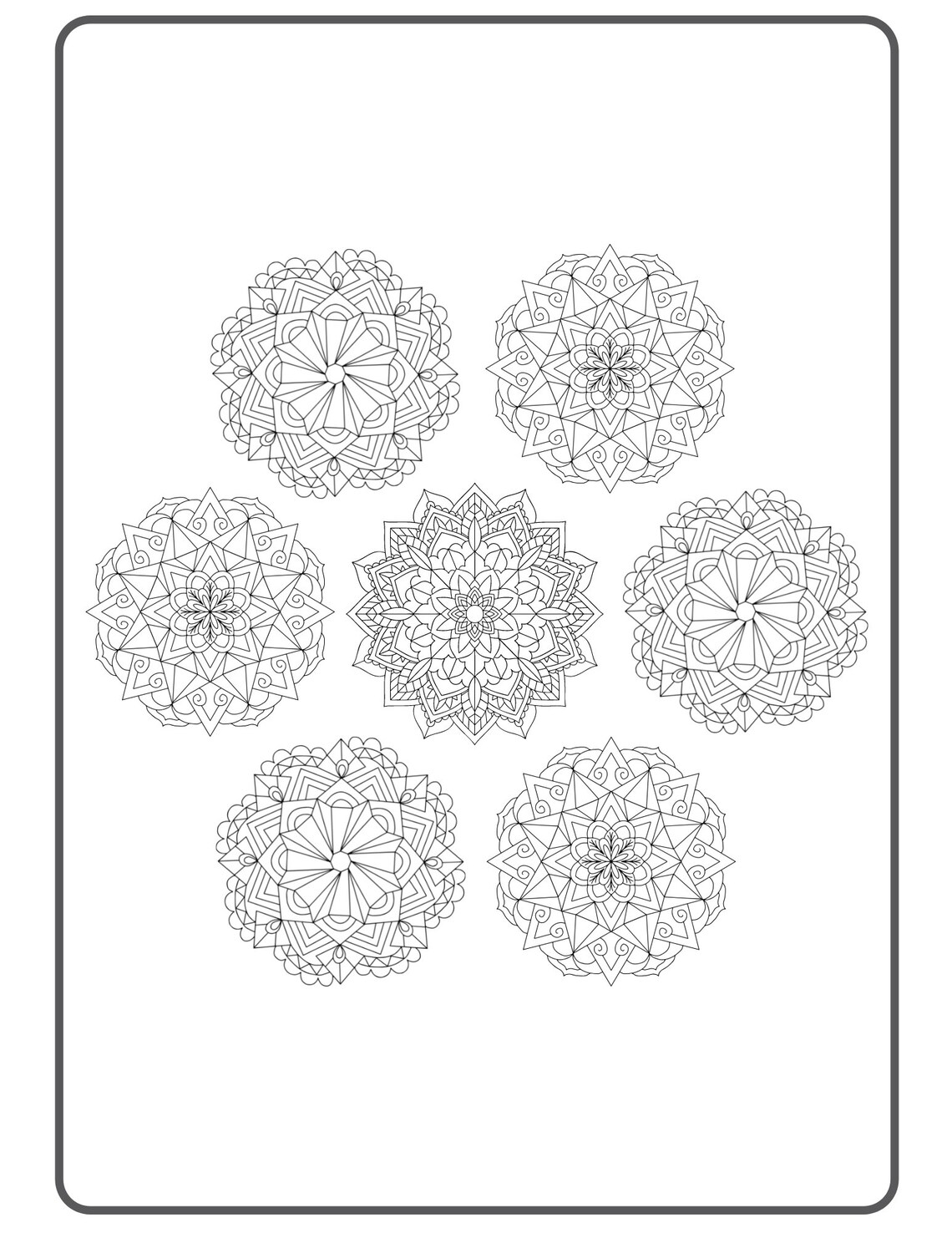 Mandala Colouring Book for Kids and Adults 7 Pages Digital - Etsy