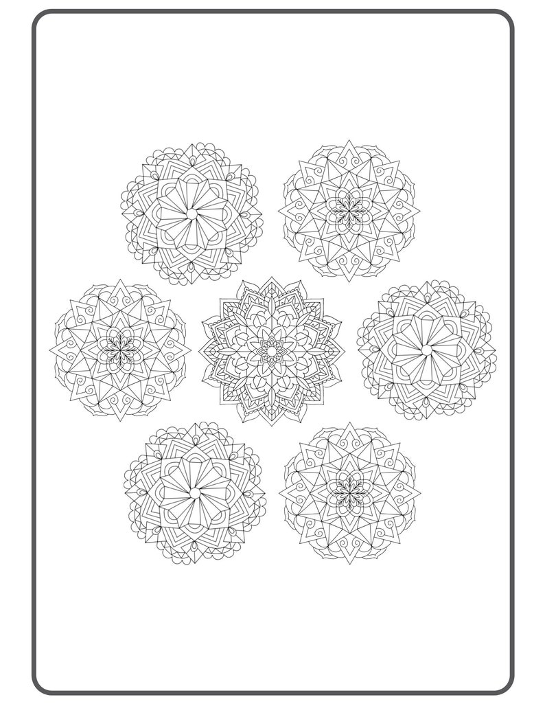 Mandala Colouring Book for Kids and Adults 7 Pages Digital - Etsy