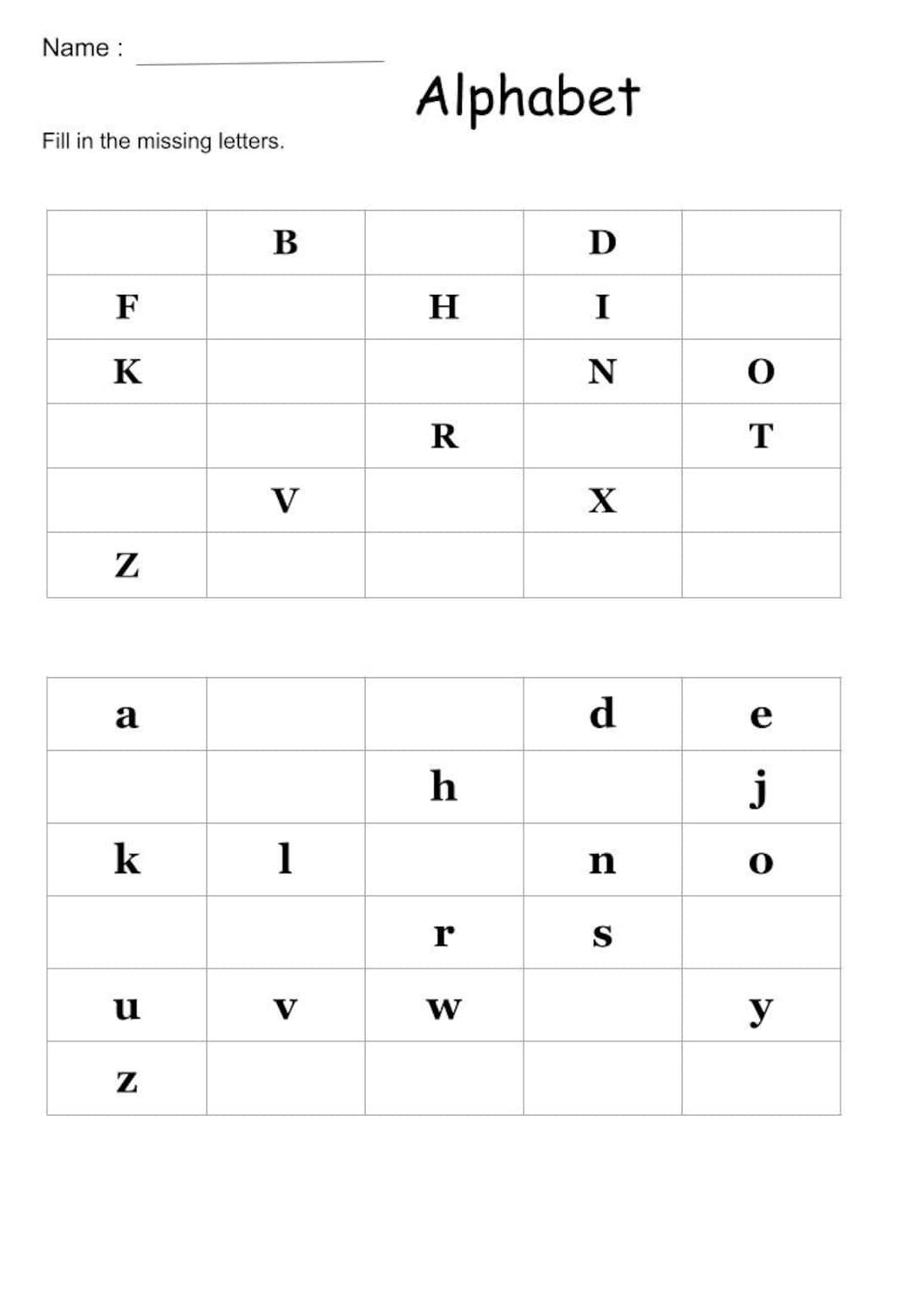 Missing Alphabet Letters Worksheet, Digital Printable - Etsy