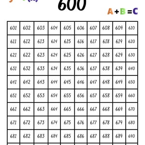 1-1000 Number Charts ( Digital, Printable) - Etsy