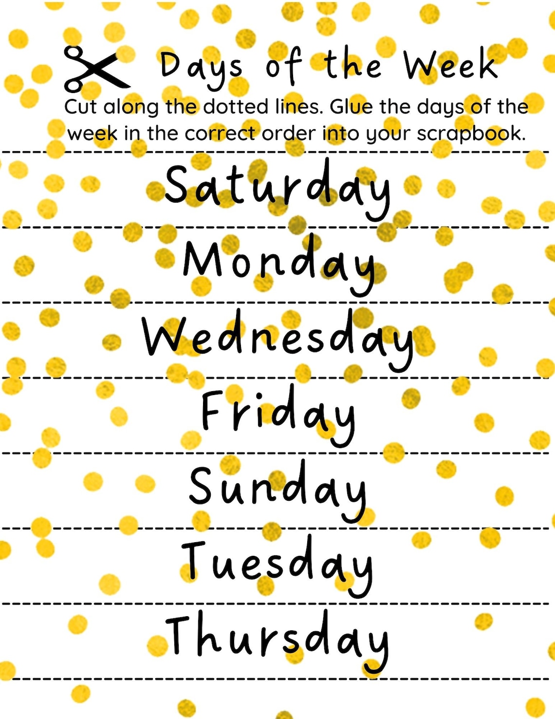Days of the Week Writing/tracing Practice ( Digital , Printable ) 3 ...