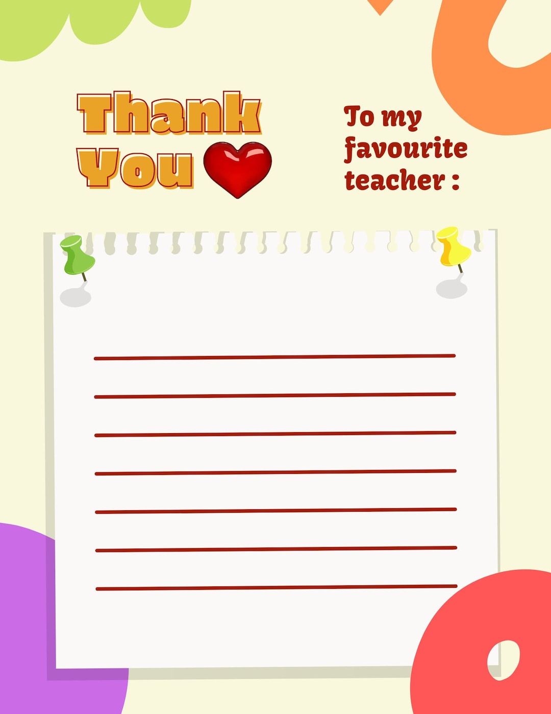 Thank-you Note for Teacher ( Digital,printable ) - Etsy