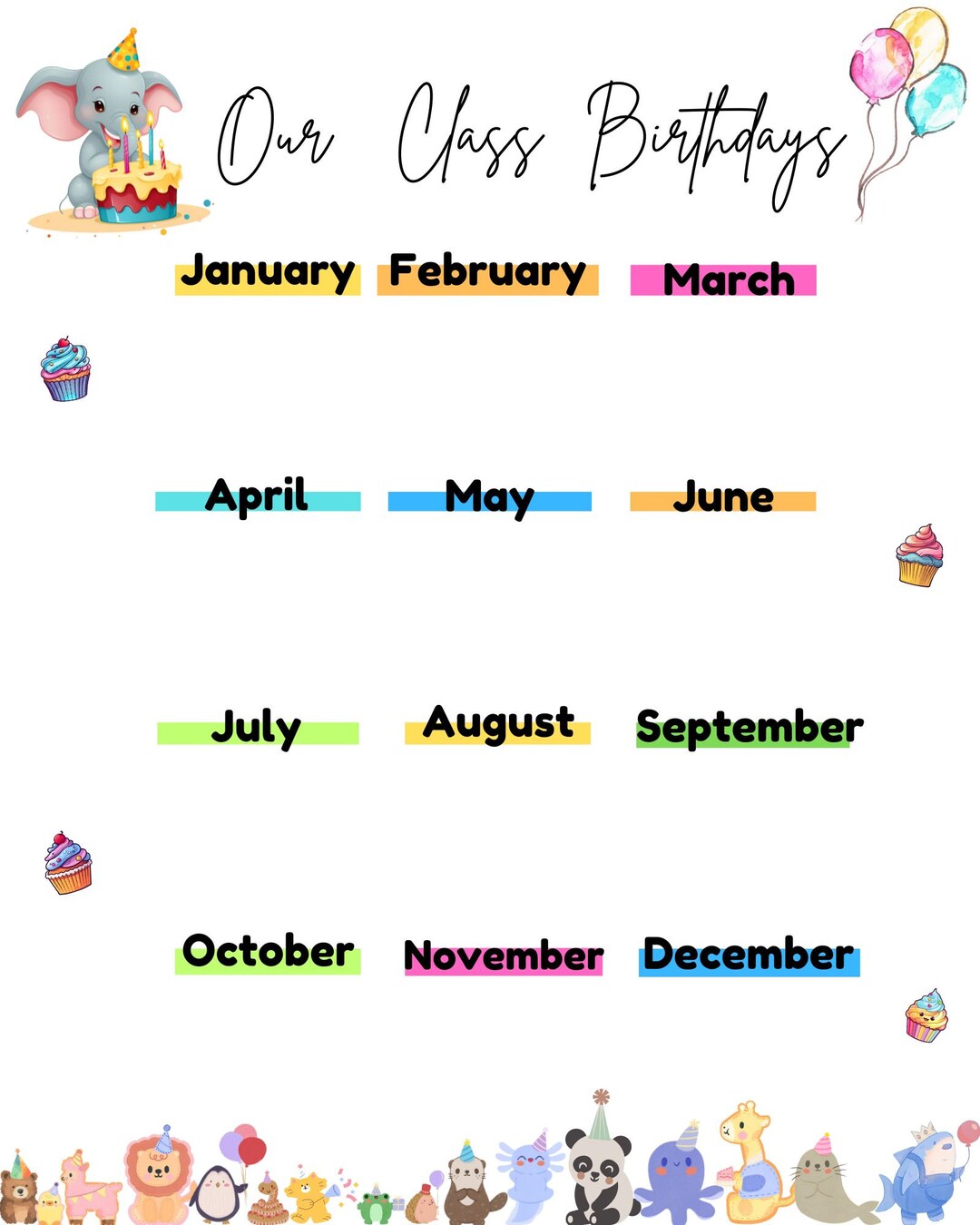 Classroom Birthday Poster (digital, Printable) - Etsy