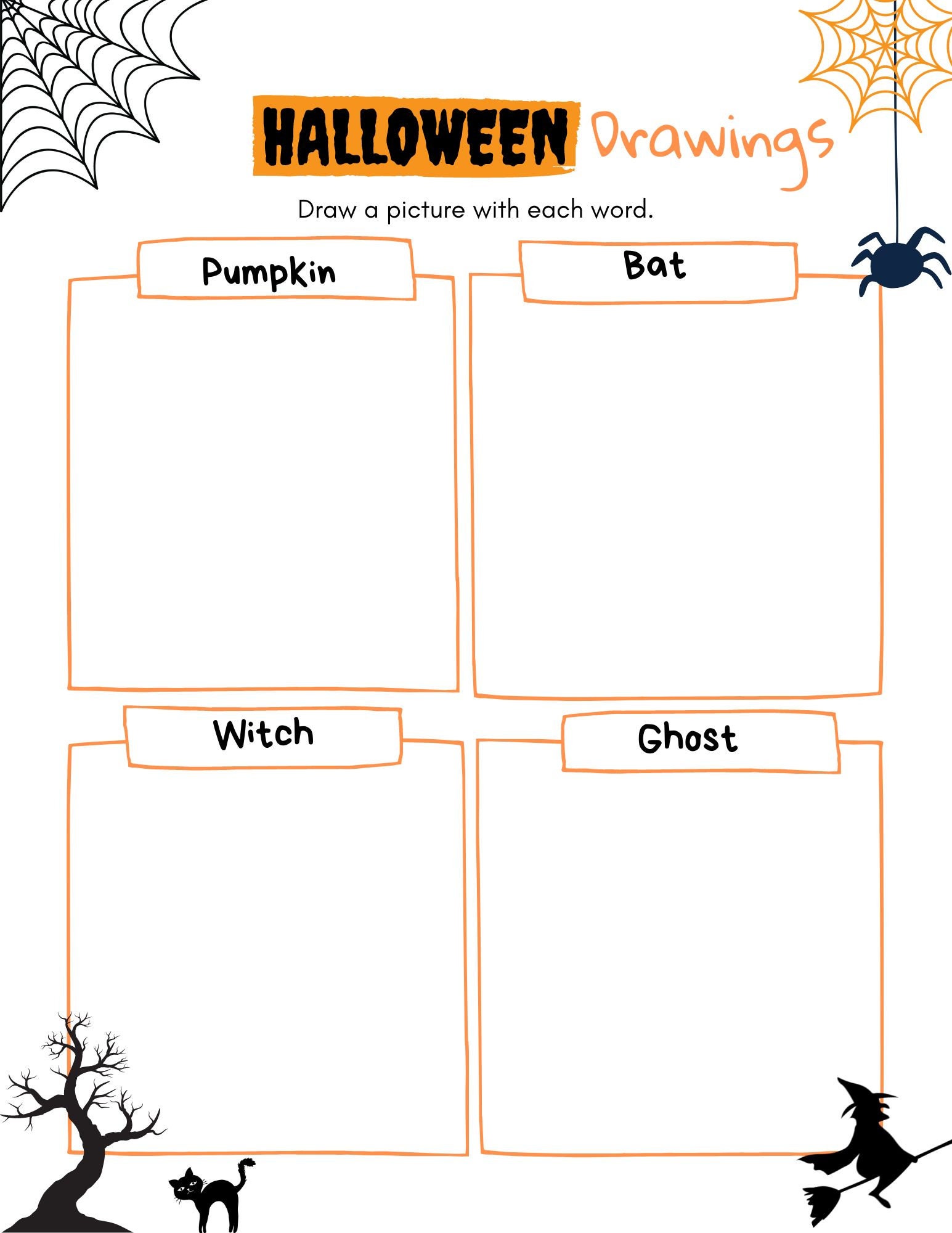 Halloween Drawings (digital, Printable) - Etsy