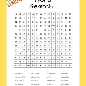 Back to School Word Search ( Digital, Printable) - Etsy