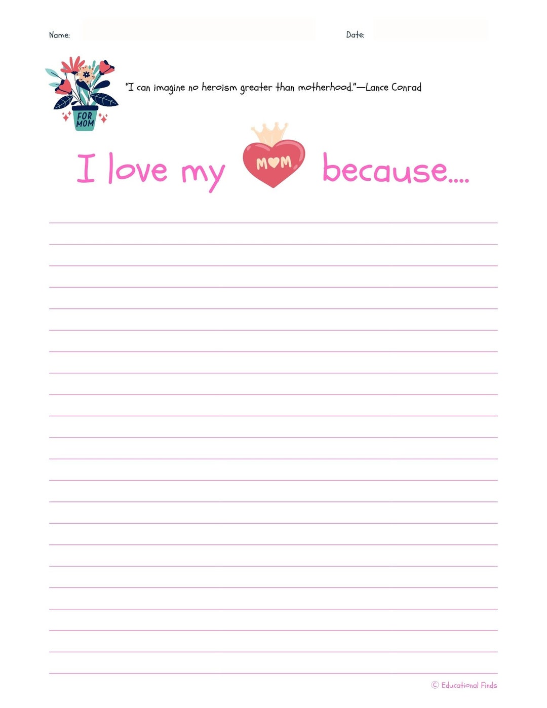 Mother's Day Activity (digital, Printable) - Etsy