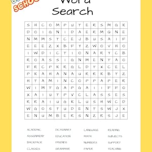 Back to School Word Search ( Digital, Printable ) - Etsy