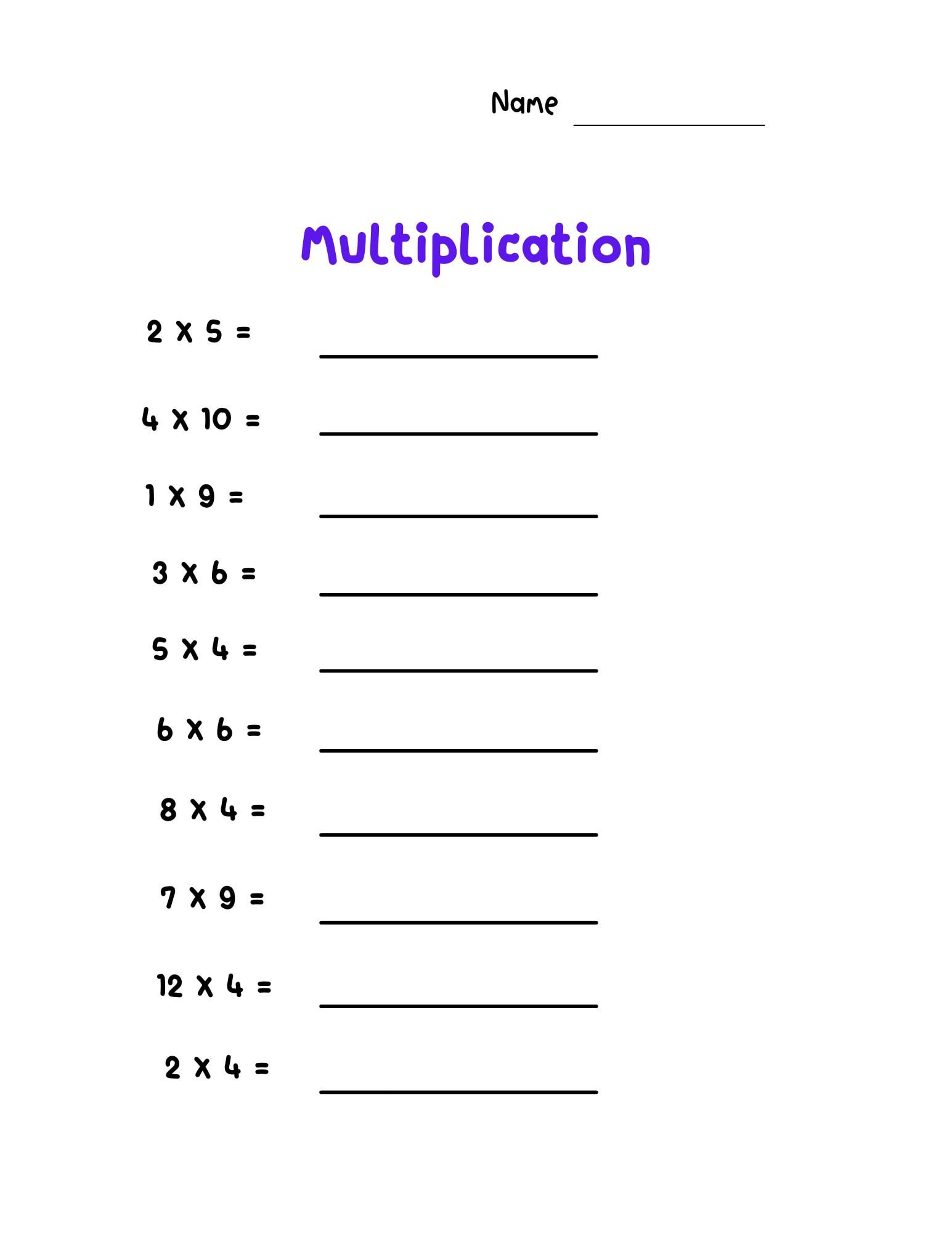 Multiplication Activity ( Digital, Printable ) - Etsy