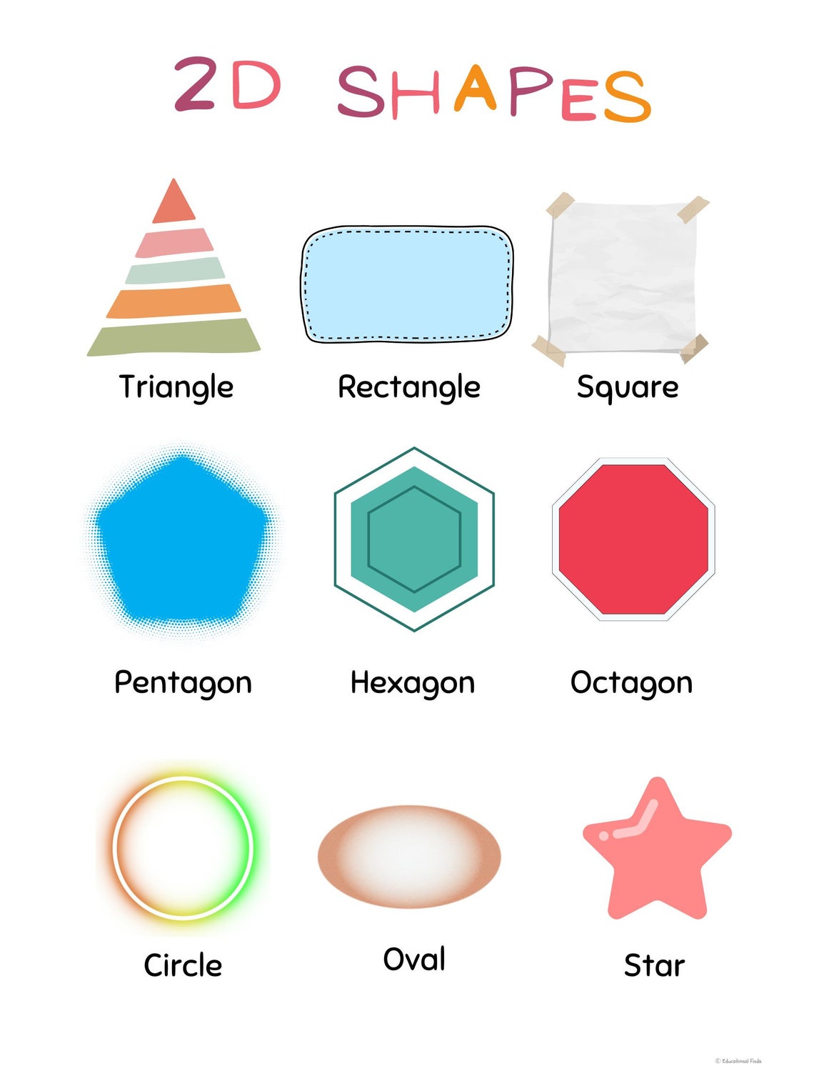 2D Geometric Shapes Poster (digital Poster) - Etsy