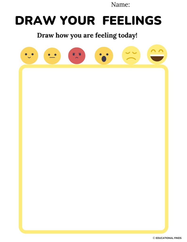 Draw Your Feelings Activity (digital, Printable) - Etsy
