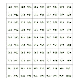 Numbers 601-1000 (4 Charts ) - Etsy