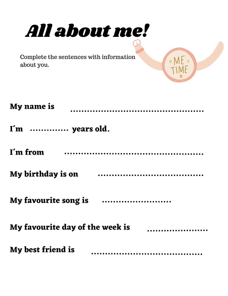 Get to Know Me Template Activity (digital and Printable) - Etsy