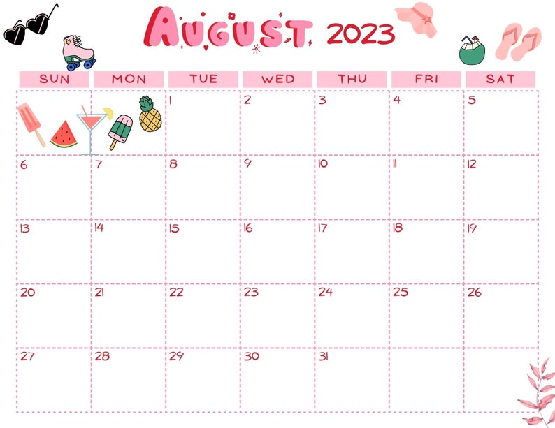 August 2023 Calendar digital, Printable - Etsy