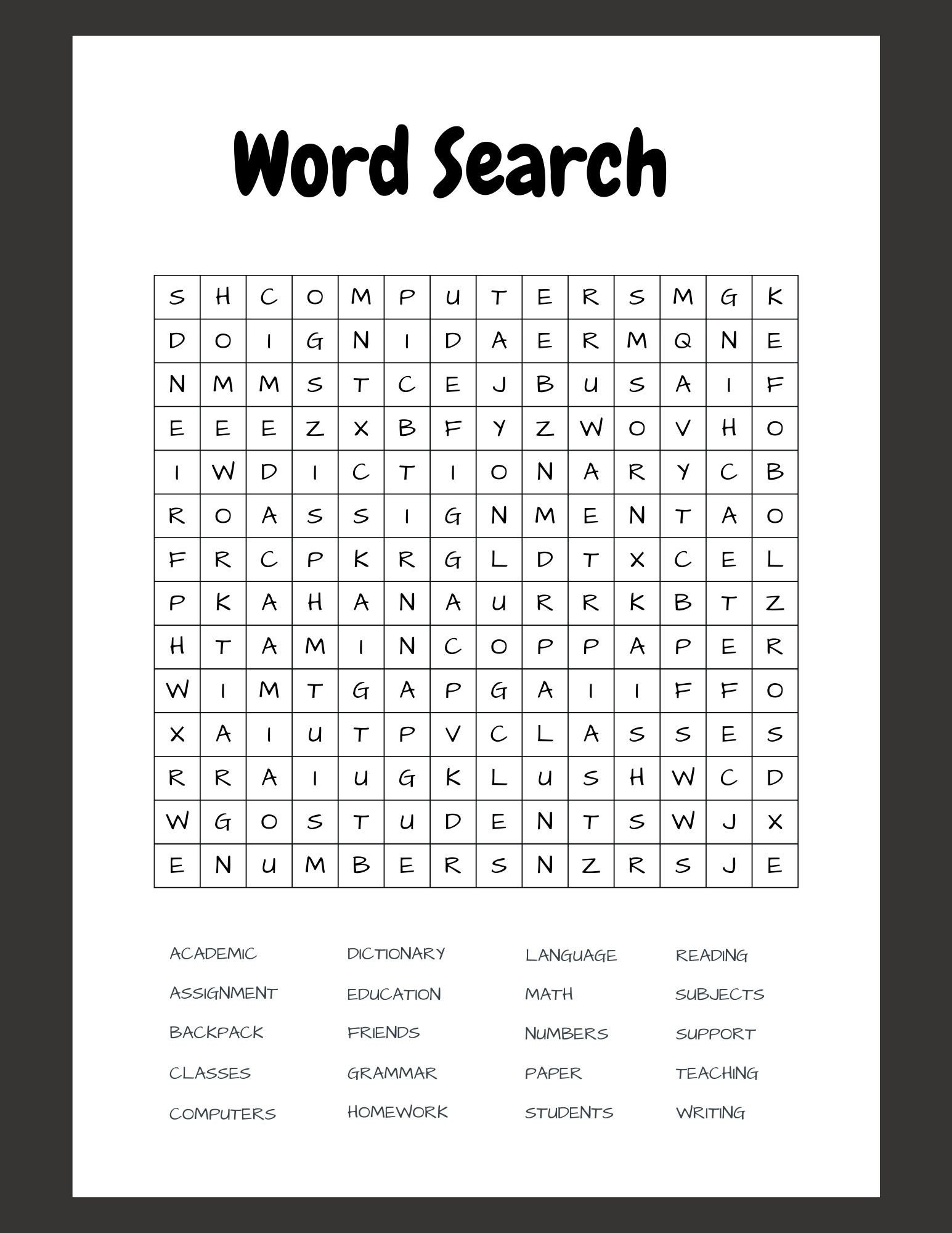 Back to School Word Search ( Digital, Printable ) - Etsy