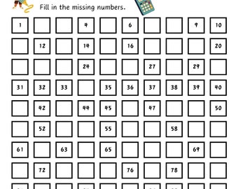 Missing Numbers 1-100 Numbers Activities Sheet Practice Page Count to ...