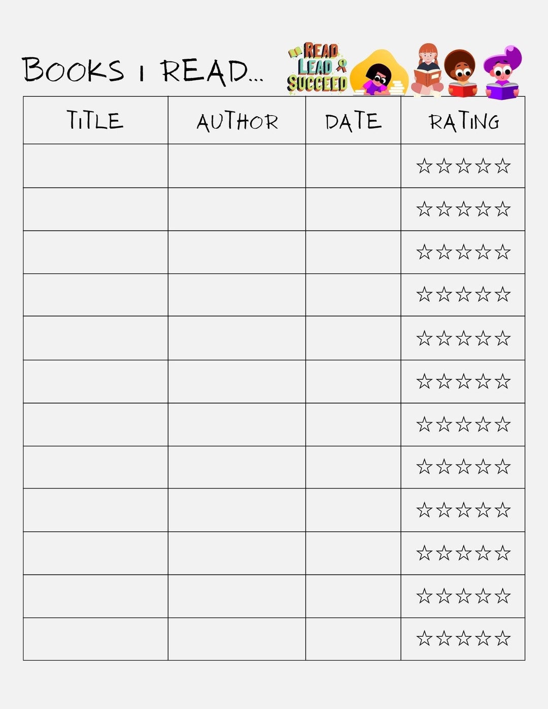 Reading Log (digital, Printable) - Etsy