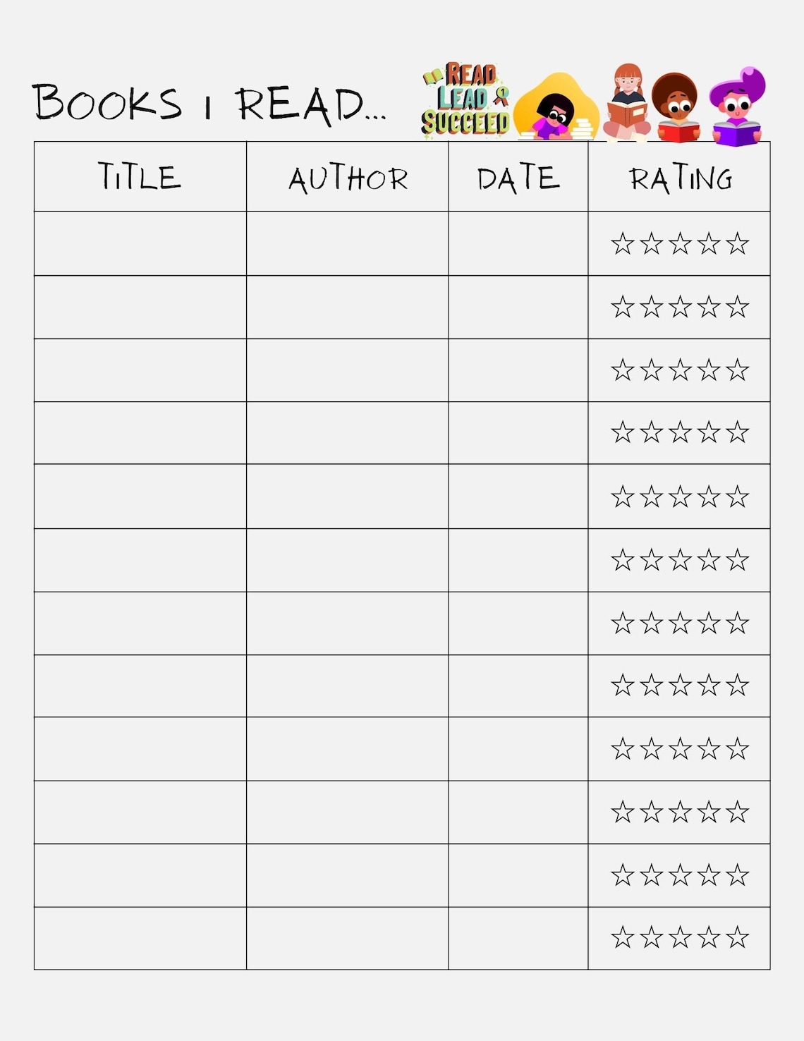 Reading Log (digital, Printable) - Etsy
