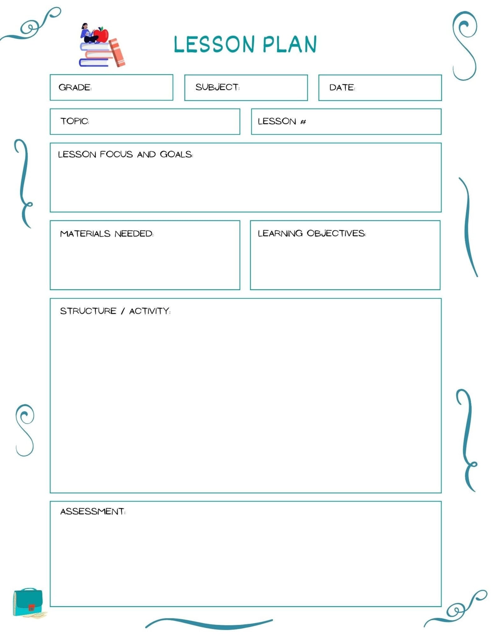 Lesson Plan Template for Educators ( Digital, Printable ) - Etsy