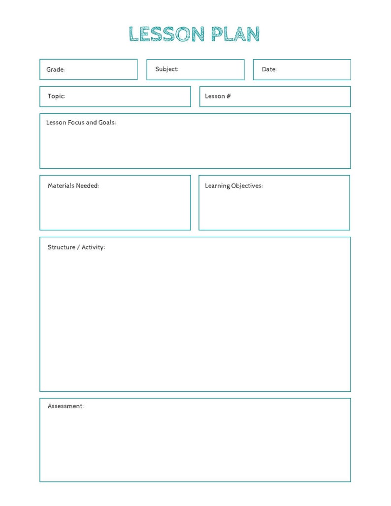 Lesson Plan ( Digital , Printable ) - Etsy