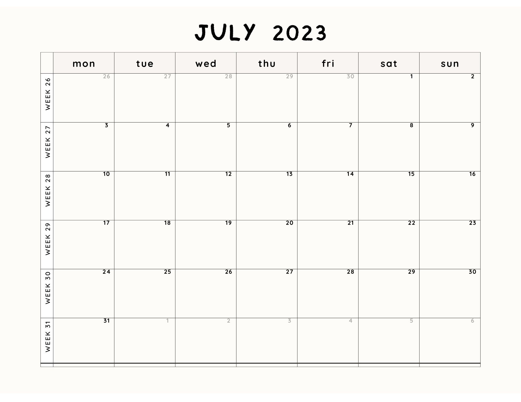 Yearly 2023 Calendar, 12 Pages digital, Printable - Etsy