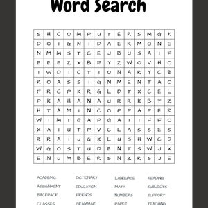 Back to School Word Search ( Digital, Printable) - Etsy