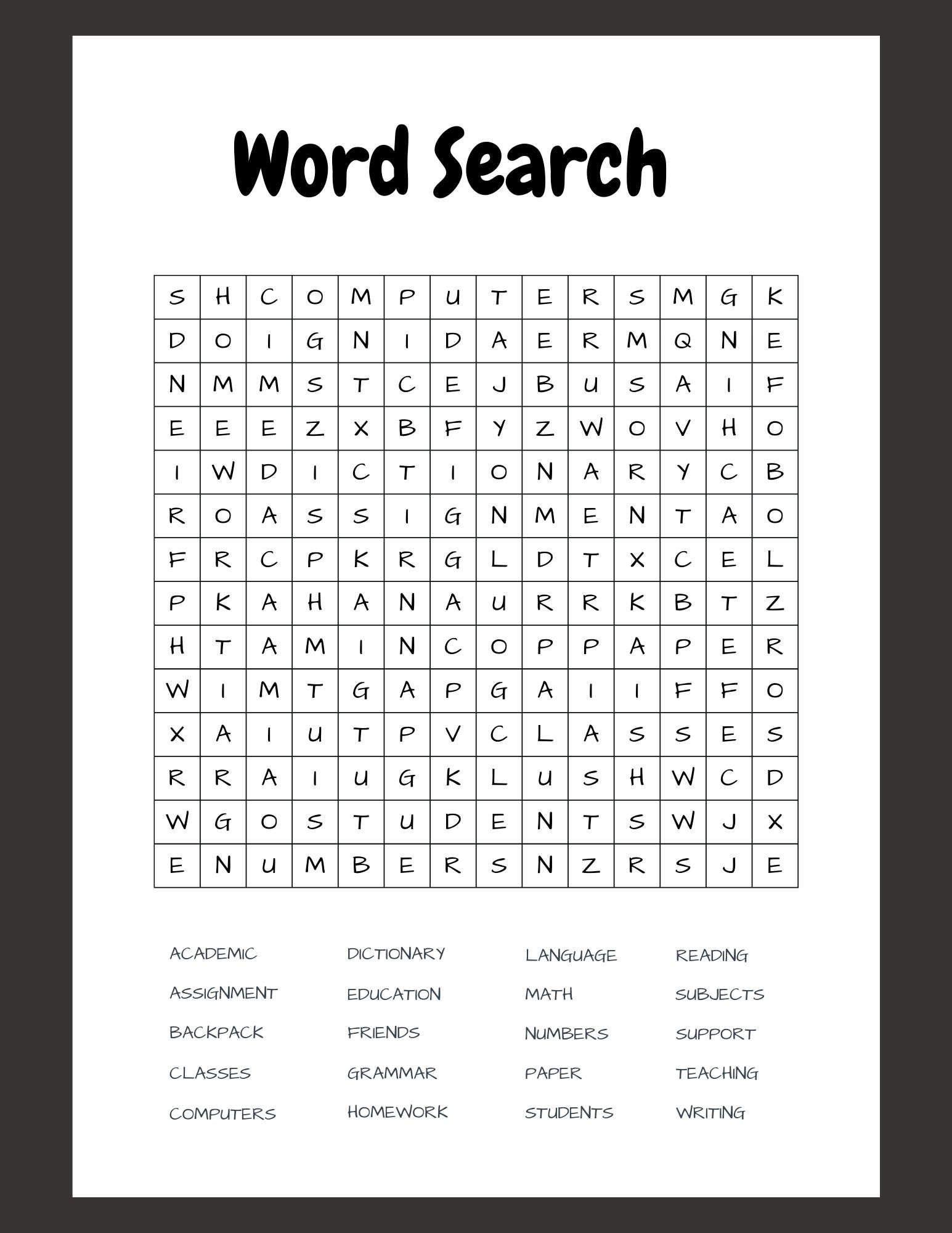 Back to School Word Search ( Digital, Printable) - Etsy