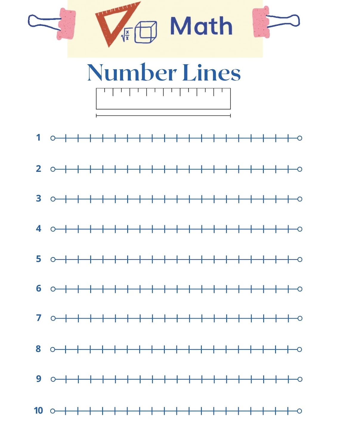 Number Lines Template (digital, Printable) - Etsy