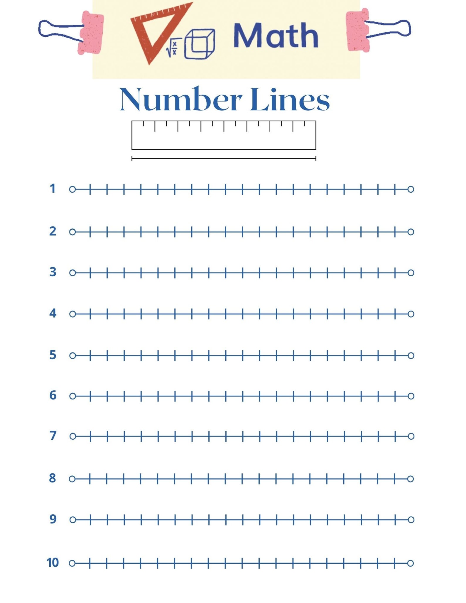Number Lines Template (digital, Printable) - Etsy