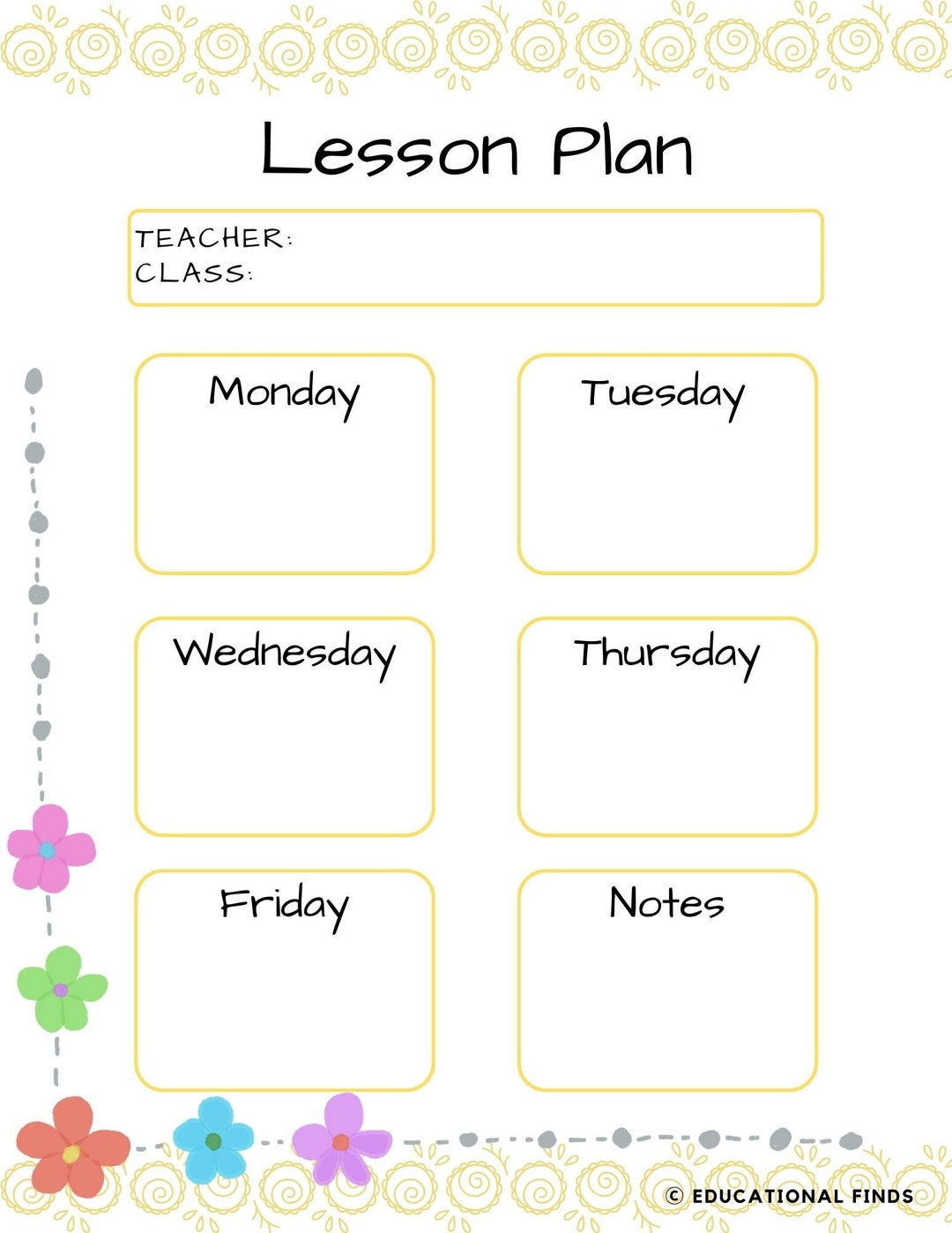 Lesson Plan Template digital, Printable - Etsy