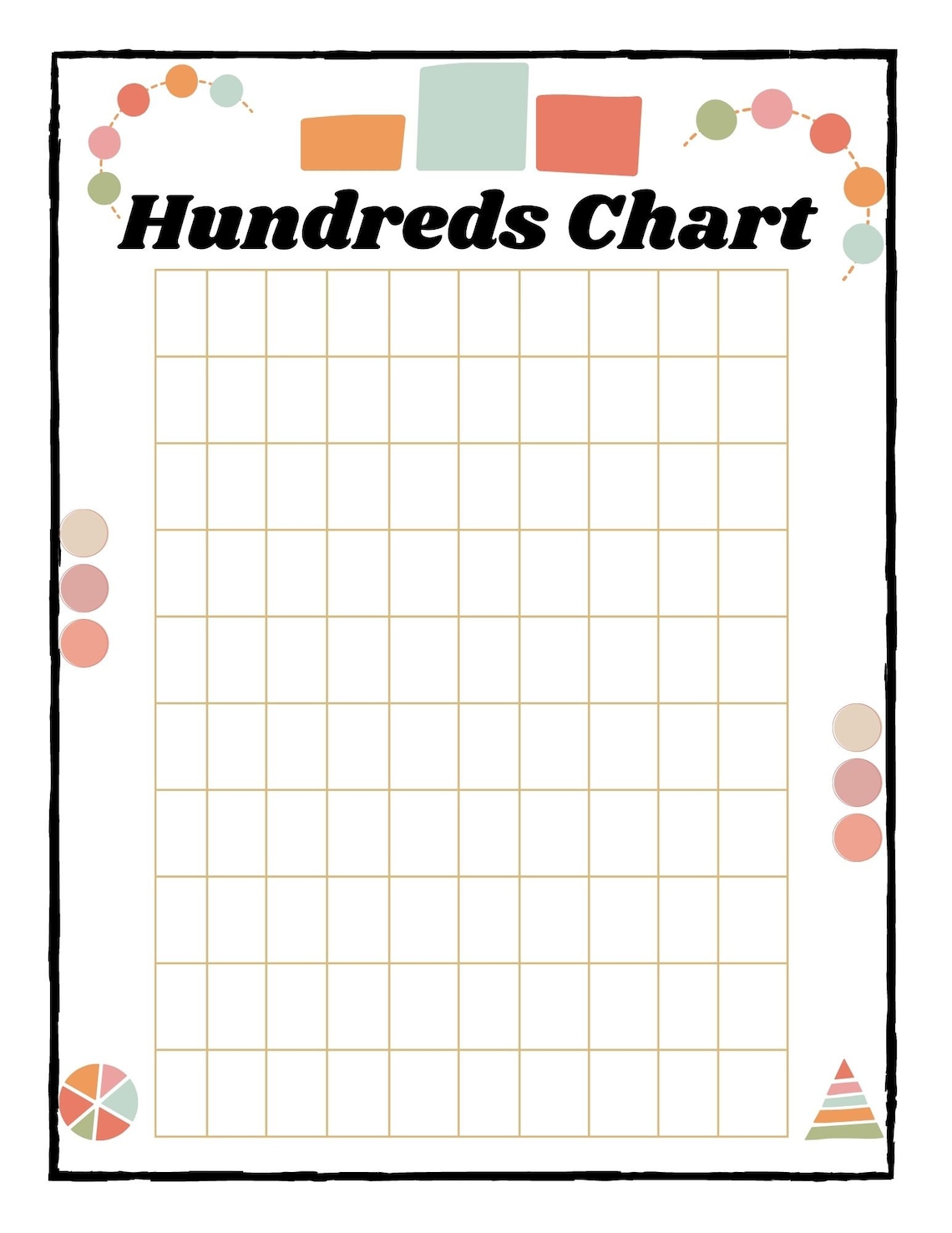 Blank Hundreds Chart digital Printable - Etsy Canada