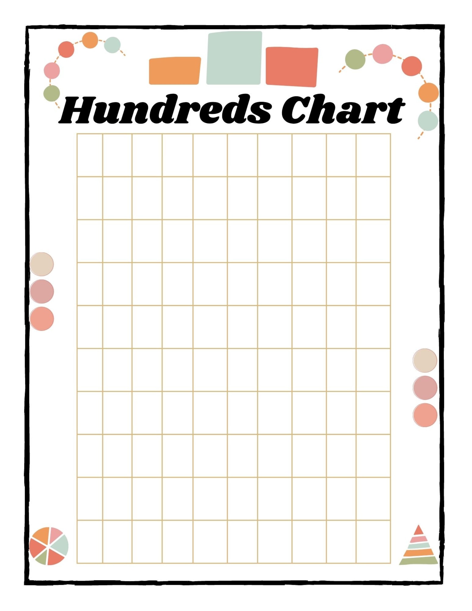 Blank Hundreds Chart digital Printable - Etsy Canada
