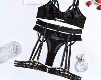 Black Lingerie Set - Etsy