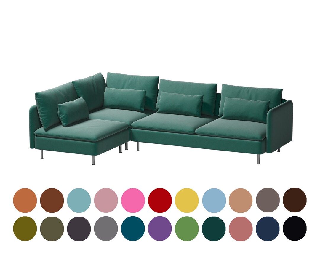 Soderhamn 5 Seat Sectional Sofa Cover, Custom Made Dark Green Color ...