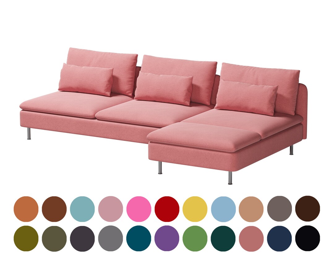 Soderhamn 3 Seat With Chaise Lounge Covers,bean Paste Color,custom Made ...