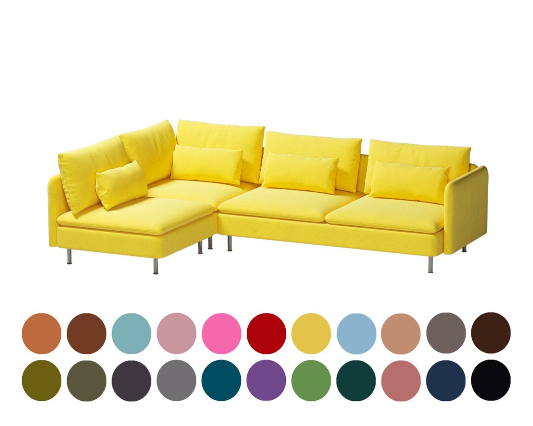 Soderhamn 5 Seat Corner Sofa Cover, Custom Made Bright Yellow Color ...