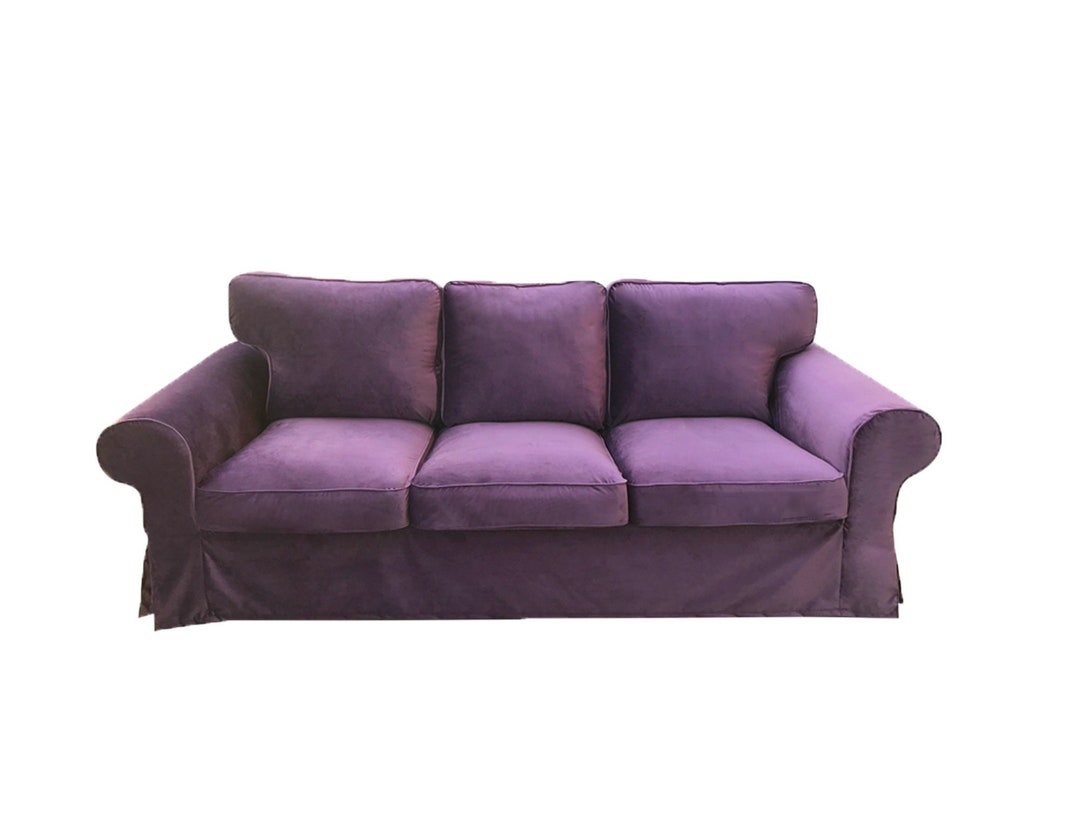 Ektorp 3 Seat Sofa Cover,purple Velvet Cover,400+ Fabric Options,ektorp ...