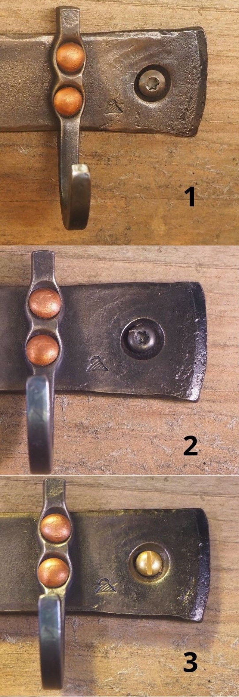 Hand Forged Iron Wall Hanger With Three Hooks, Key Hanger, Jewelry Rack ...