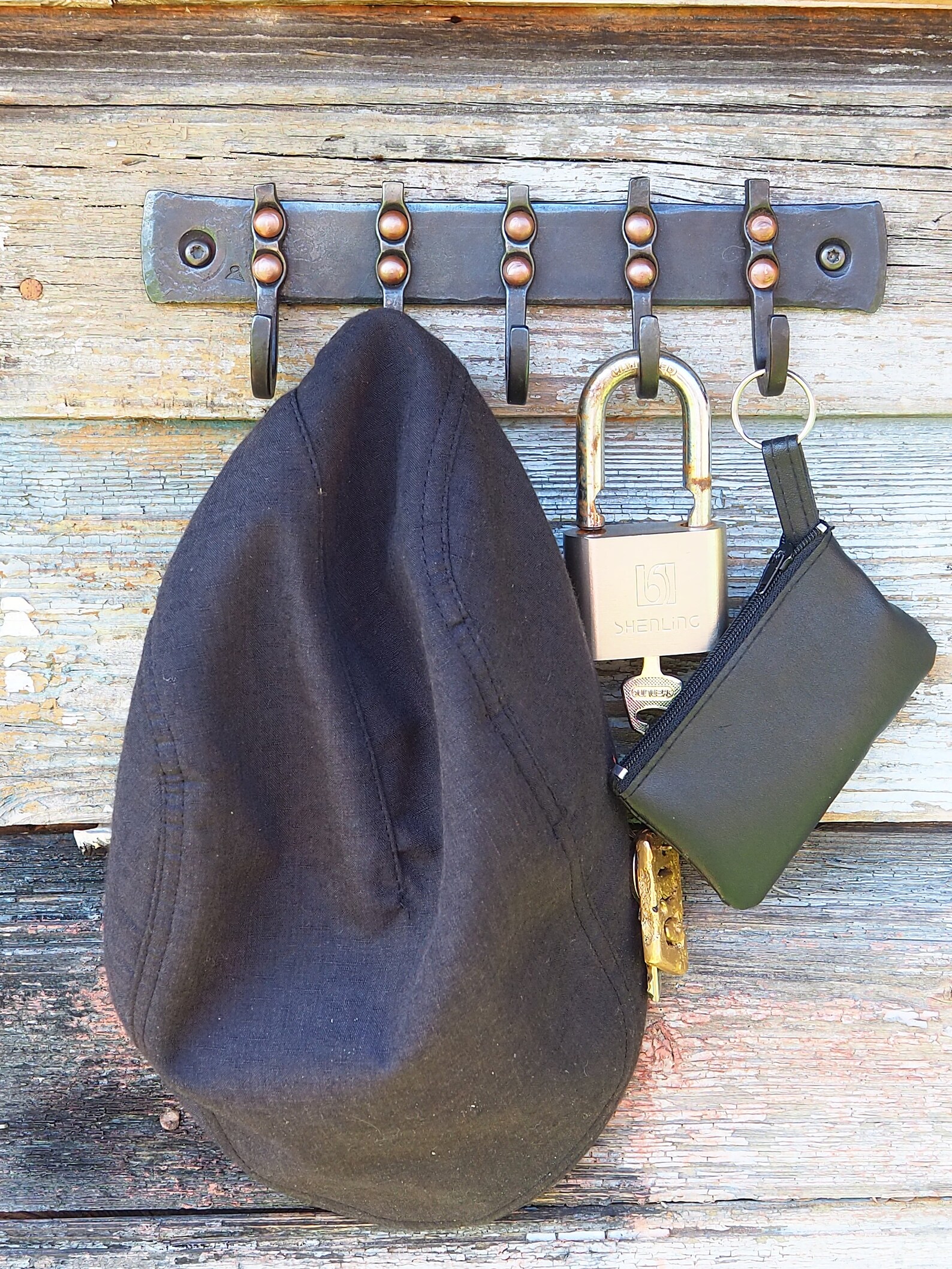 Hand Forged Iron Wall Hanger With Five Hooks, Key Hanger, Jewelry Rack ...