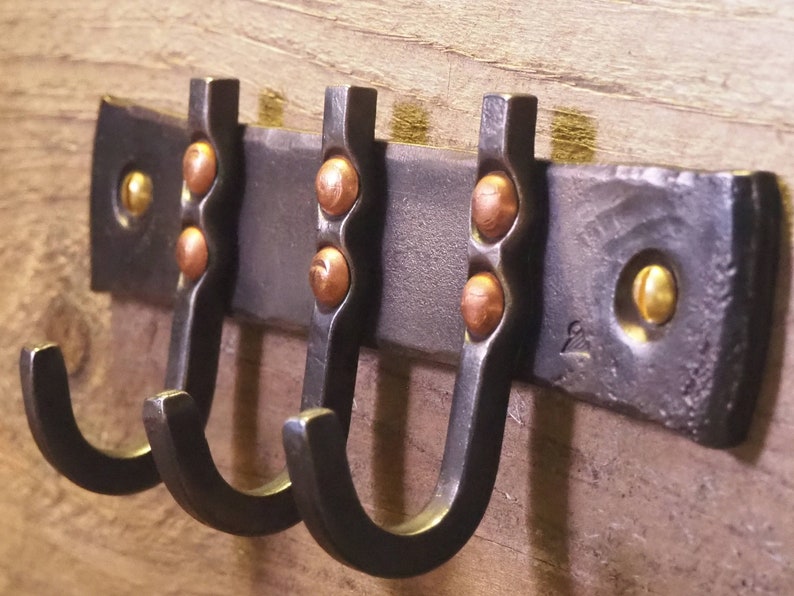 Hand Forged Iron Wall Hanger With Three Hooks, Key Hanger, Jewelry Rack ...