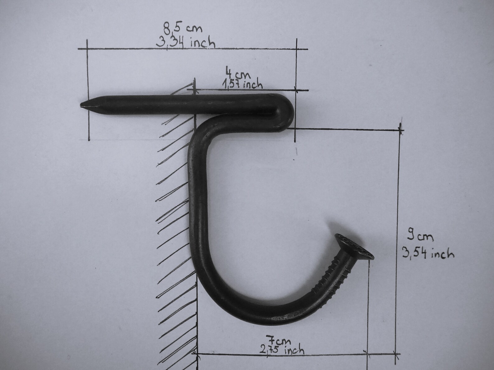 Forged Iron Nail Hooks, Set of 3, Handmade Wall Hooks - Etsy