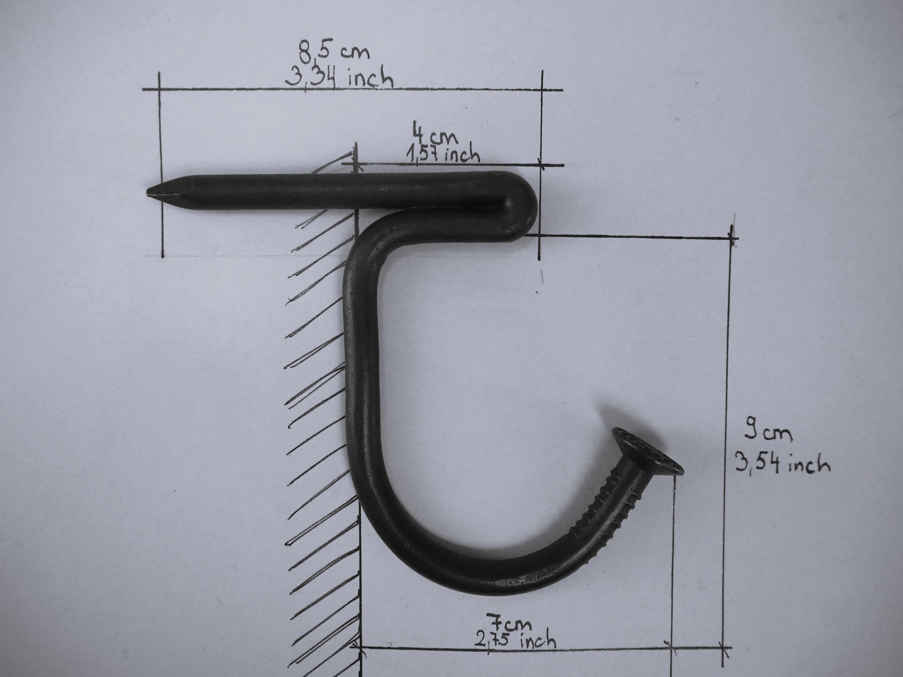 Set of Nail Hooks, Medium, 3pcs. Towel Hook. Wall Hook. Drive Hook ...