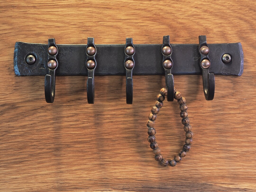 Hand Forged Iron Wall Hanger With Five Hooks, Key Hanger, Jewelry Rack ...