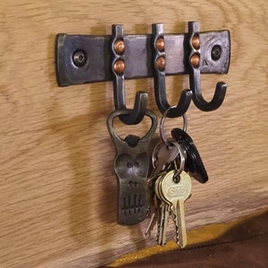 Hand Forged Iron Wall Hanger With Three Hooks, Key Hanger, Jewelry Rack ...