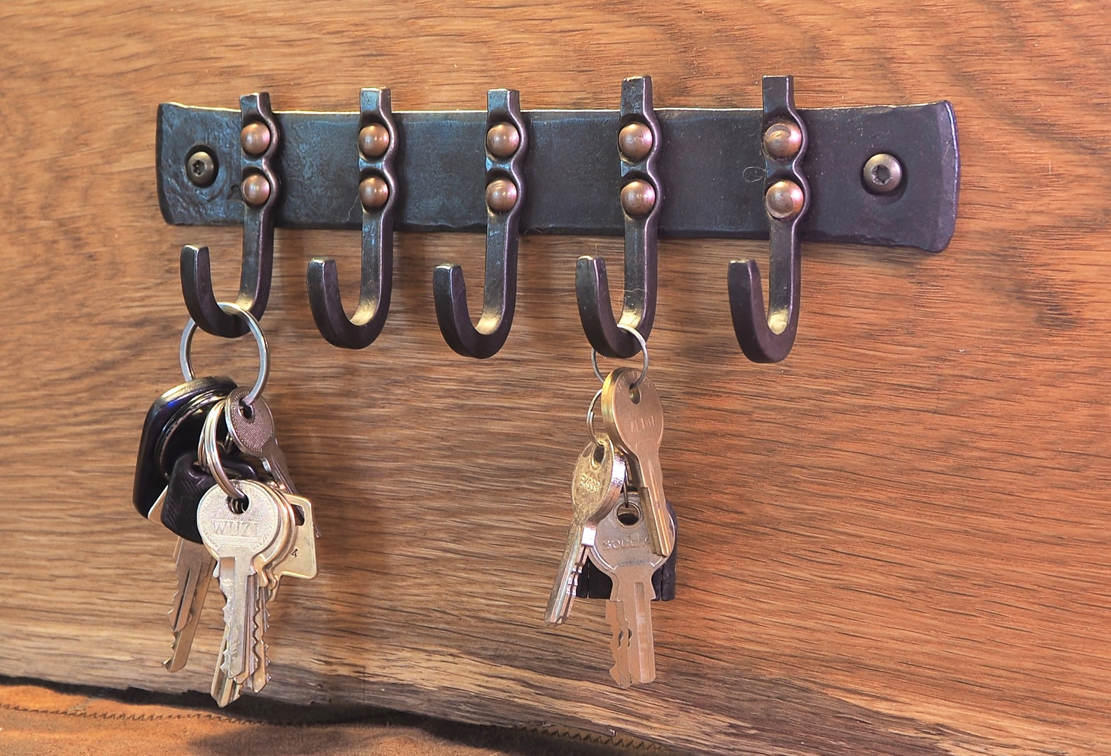 Hand Forged Iron Wall Hanger With Five Hooks, Key Hanger, Jewelry Rack ...