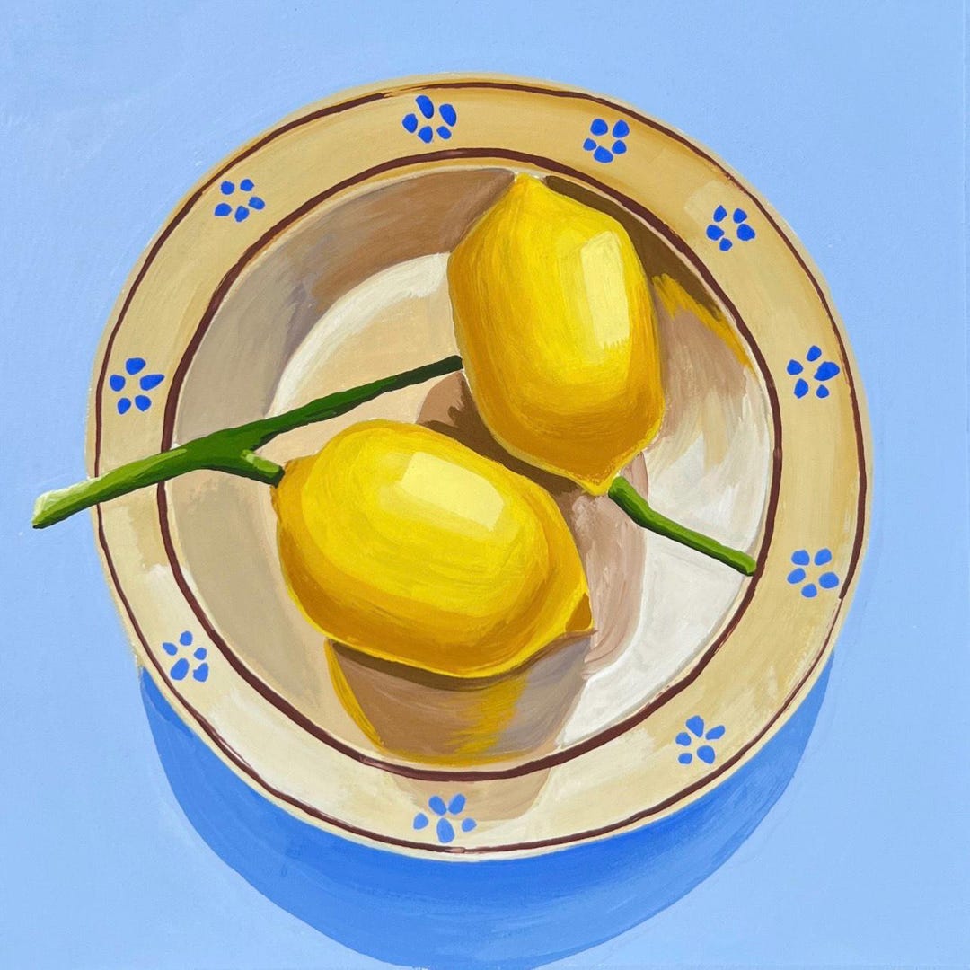 Small Original Painting, Lemons, 8x8 In, Wall Art - Etsy