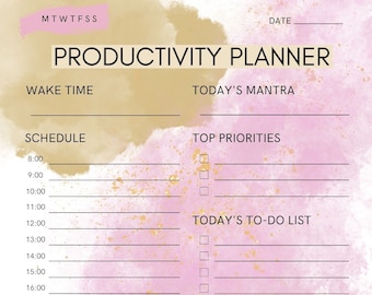 Purple & Gold Daily Productivity Planner Sheet Fillable PDF ...