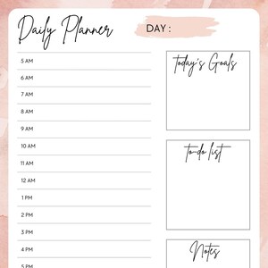 Pink Minimalist and Simple Daily Planner, Printable, Instant Download ...